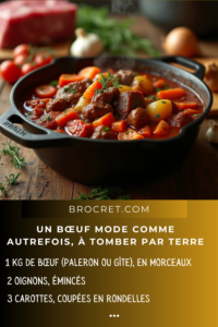 Bœuf Mode Traditionnel : Recette Simple - brocret